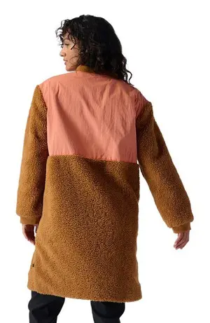 BACKCOUNTRY Mixed Fabric Fleece Long Coat - Orange