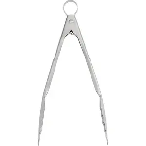 CUISIPRO 9.5 Inch Stainless Steel Locking Tongs - Silver