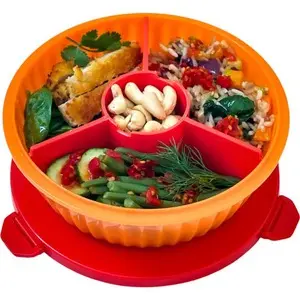 YUMBOX Bento-style Salad Bowl With 3-part Divider And Dip Cup - Tangerine Orange