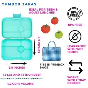 YUMBOX Tapas Bento-style Leakproof Lunch Box 5 Compartments - Bali Aqua