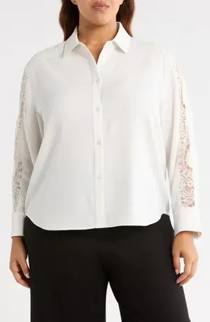 Lyssé Natasha Lace Trim Button-up Shirt
