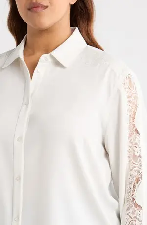 Lyssé Natasha Lace Trim Button-up Shirt