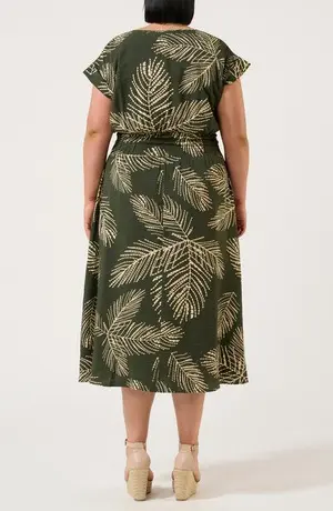 ESTELLE Palmer Leaf Print Midi Dress