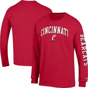Champion Cincinnati Bearcats Arch Over Logo 2-hit Long Sleeve T-shirt - Red