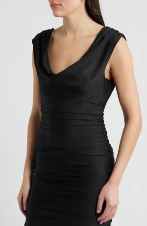 Black Halo Evangeline Ruched Gown - Black