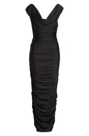 Black Halo Evangeline Ruched Gown - Black