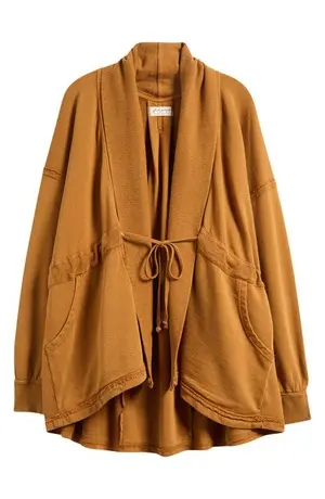 Free People Boothbay Longline Cotton Jacket - Chai Tea