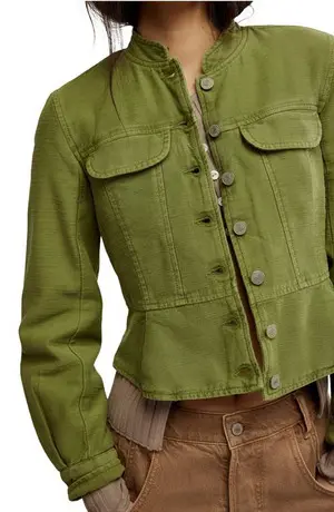 Free People Jocelyn Utility Cotton Jacket - Callista Green