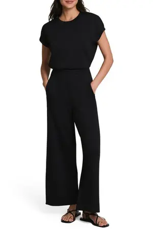 Spanx AirEssentials® Cap-Sleeve UPF 50+ Cinched Jumpsuit Very Black