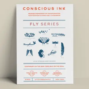 CONSCIOUS INK Fly Variety Manifestation Temporary Tattoos - White