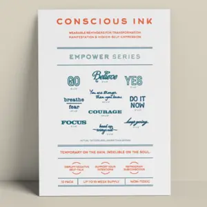 CONSCIOUS INK Empower Variety Temporary Tattoo 10-pack - White