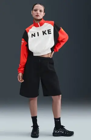 Nike Sportswear Woven Pullover Top - Sail/picante Red/black