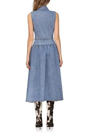 Avec Les Filles Sleeveless Denim Midi Shirt Dress