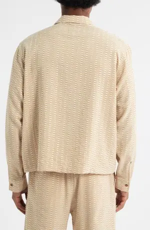 RIZORT Elijah Geo Pattern Chenille Button-up Shirt - Tan