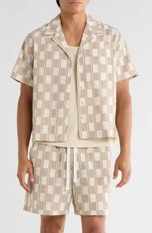 RIZORT Andrew Check Cotton Camp Shirt - Tan