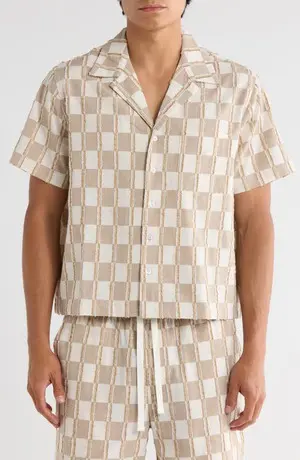 RIZORT Andrew Check Cotton Camp Shirt - Tan