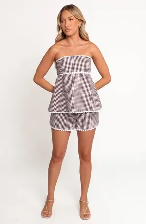 PETAL & PUP Gingham Strapless Top & Shorts Set