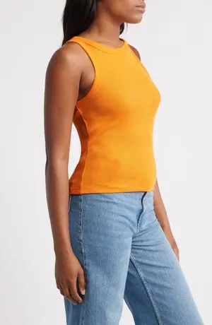 Mango Bonico Rib Tank - Light Pastel Orange