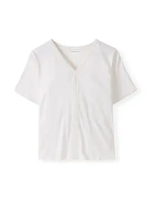 CELTIC & CO. Slub Jersey V-neck Trim Top