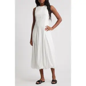 Mango Sleeveless Midi Dress With Bubble Hem - White