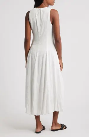 Mango Sleeveless Midi Dress With Bubble Hem - White