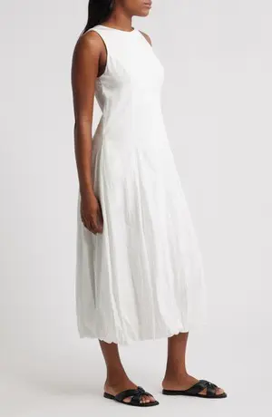 Mango Sleeveless Midi Dress With Bubble Hem - White