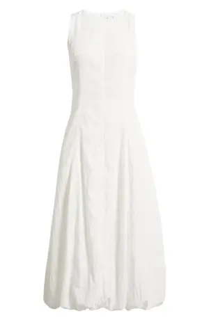 Mango Sleeveless Midi Dress With Bubble Hem - White
