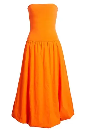 Mango Strapless Bubble Hem Dress - Orange