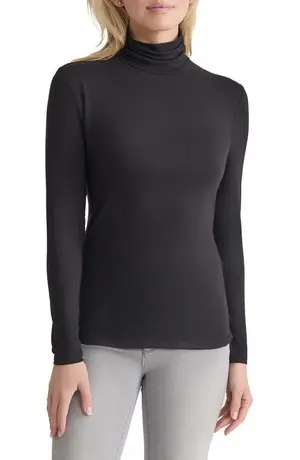 Jones New York Shirred Turtleneck Top - Jones Black