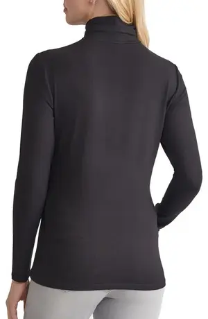 Jones New York Shirred Turtleneck Top - Jones Black