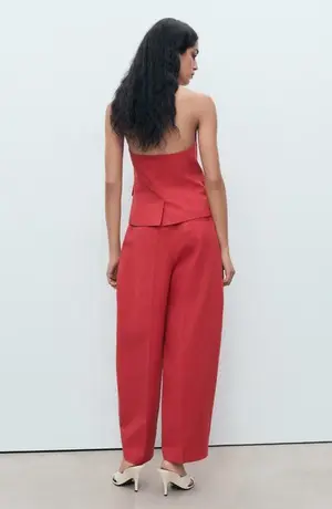 Mango Olivia Pleated Straight Leg Trousers - Cherry