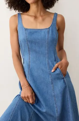 Marine Layer Denim A-line Midi Dress