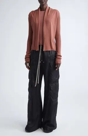 Rick Owens Open Front Rib Cardigan - Rosewood
