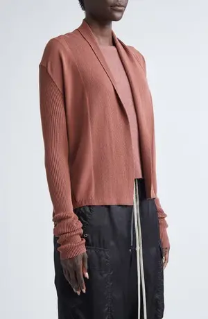 Rick Owens Open Front Rib Cardigan - Rosewood