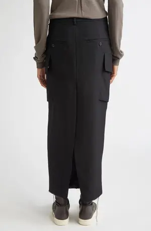 Rick Owens Firbanks Virgin Wool Twill Cargo Skirt