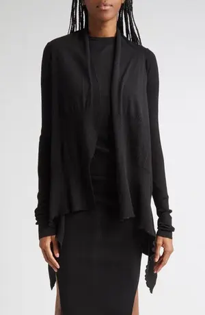 Rick Owens Open Front Virgin Wool Cardigan - Black