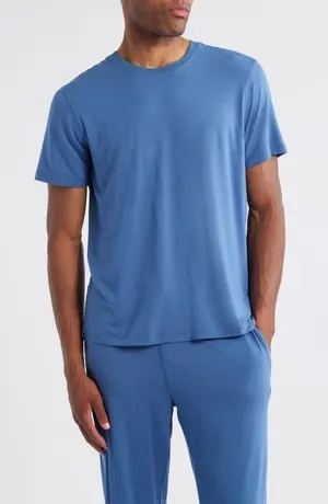 Daniel Buchler Stretch Modal & Silk Blend Pajama T-shirt - Blue