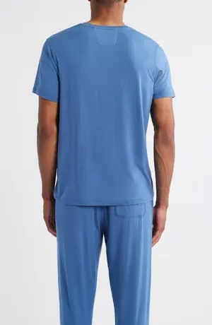Daniel Buchler Stretch Modal & Silk Blend Pajama T-shirt - Blue