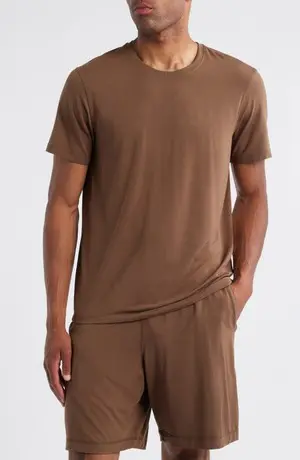 Daniel Buchler Stretch Modal & Silk Blend Pajama T-shirt - Chestnut