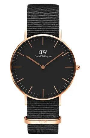 DANIEL WELLINGTON Classic Cornwall Strap Watch - Rose Gold/black