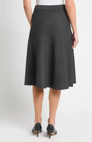 Ming Wang Knit Flare Midi Skirt
