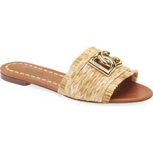Dolce & Gabbana Dg Logo Raffia Slide Sandal - 8b218 Legno/naturale