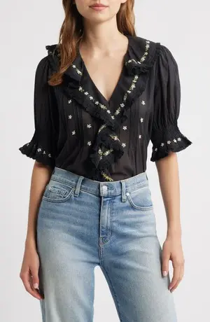 Embroidered Cotton Blouse Blouses