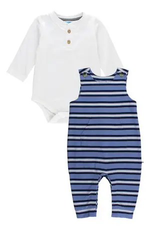 RUGGEDBUTTS Stripe Romper & Henley Bodysuit Set - Blue