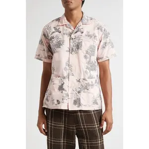 BEAMS Beach Print Camp Shirt - 30 Pink