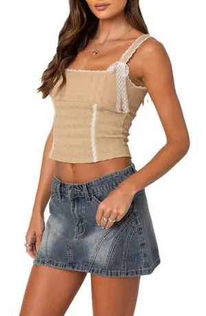 EDIKTED Lace Trim Crop Top