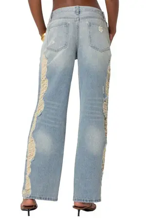 EDIKTED Distressed Wide-leg Nonstretch Denim Jeans