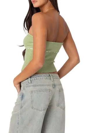 EDIKTED Cropped Rib Tube Top - Sage