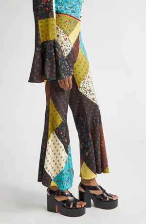 SIEDRES Jeslynn Patchwork Print Flare Pants