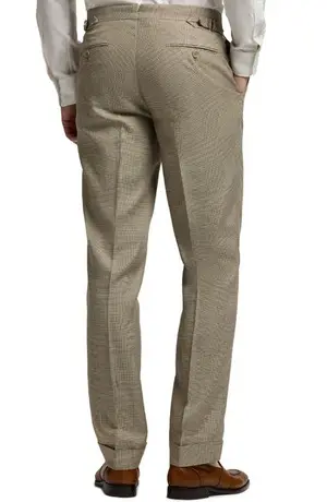 Ralph Lauren Purple Label Flat-front Glen Plaid Linen & Silk Dress Pants